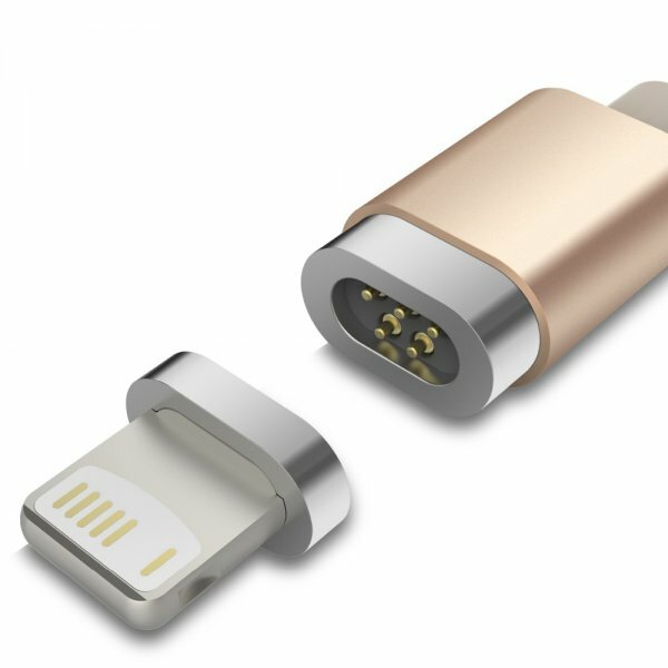 Переходник USAMS micro-USB to lightning, gold магнитный разъем