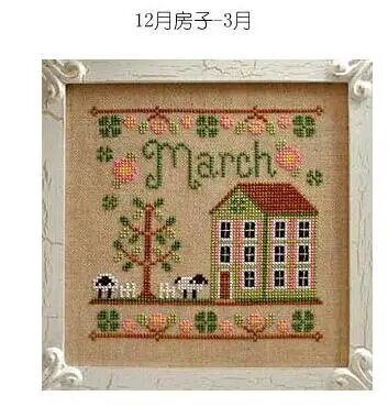 Французская вышивка крестом DMC, пейзаж Серый, Темно-серый, 14CT linen GRID
