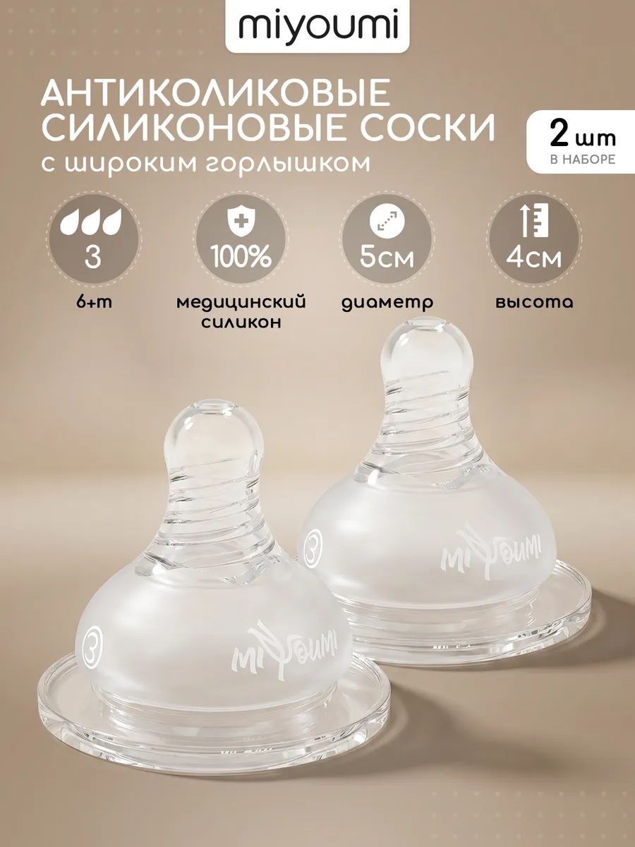 Соска для бутылочки 5 см диаметр 2 шт 6 мес+