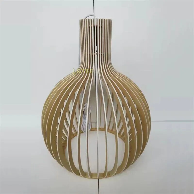 Люстра Punto Light, подвесной светильник, E27, дерево, Ø23 см, белый — фото 1