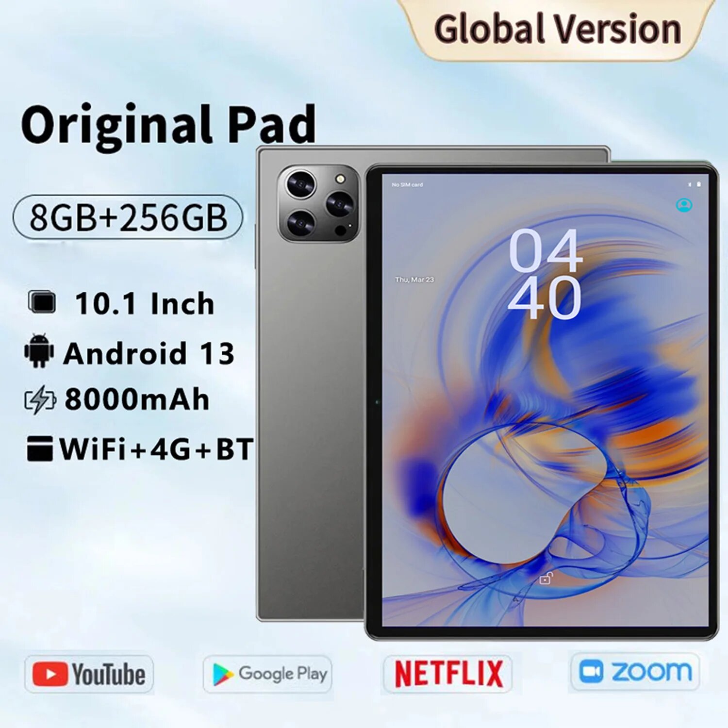 Планшет BDF P50, 10.1", 8/256ГБ, Wi-Fi+5G, Android