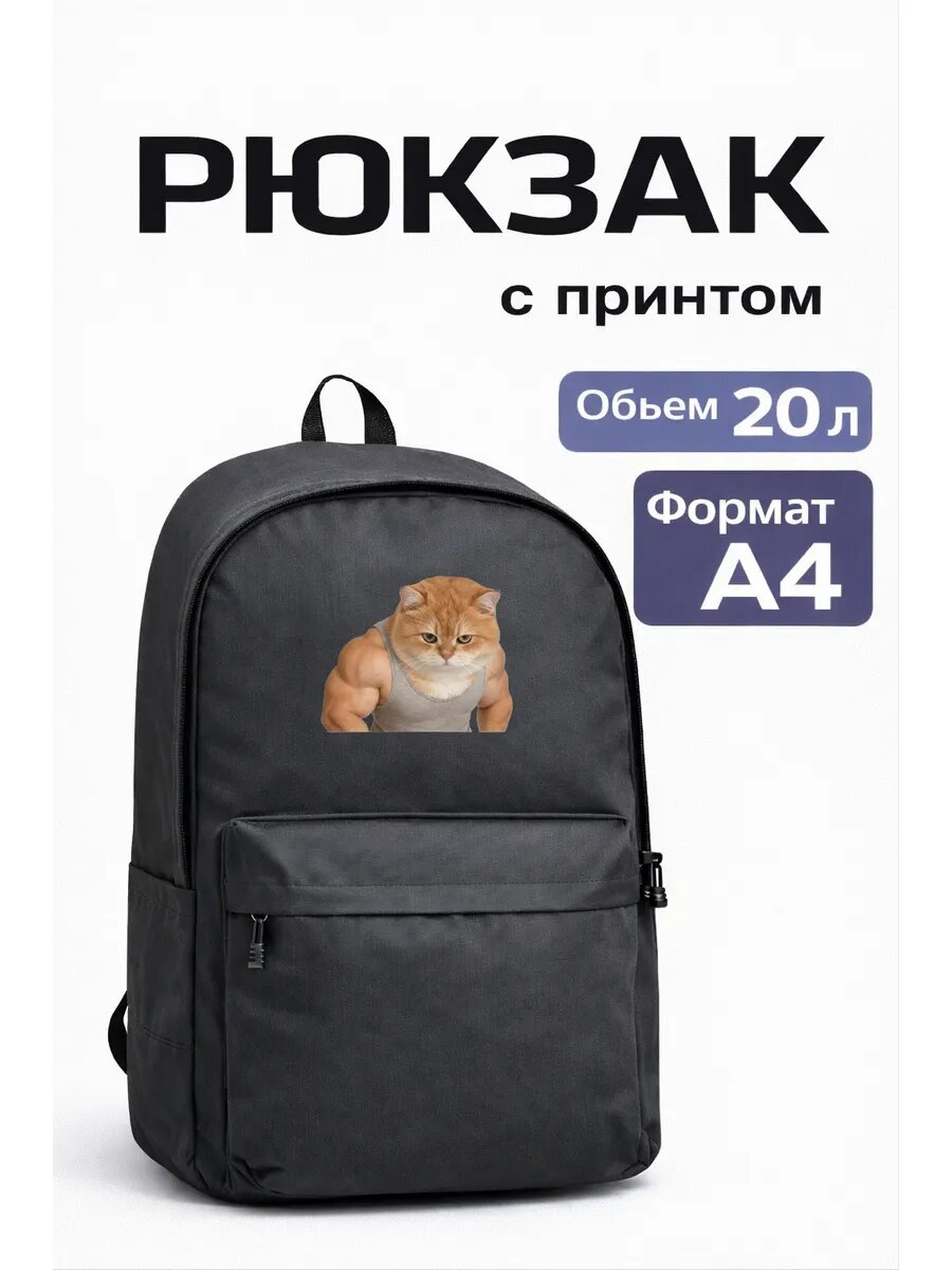 Рюкзак с принтом котик городской, повседневный, школьный, для парней и девушек