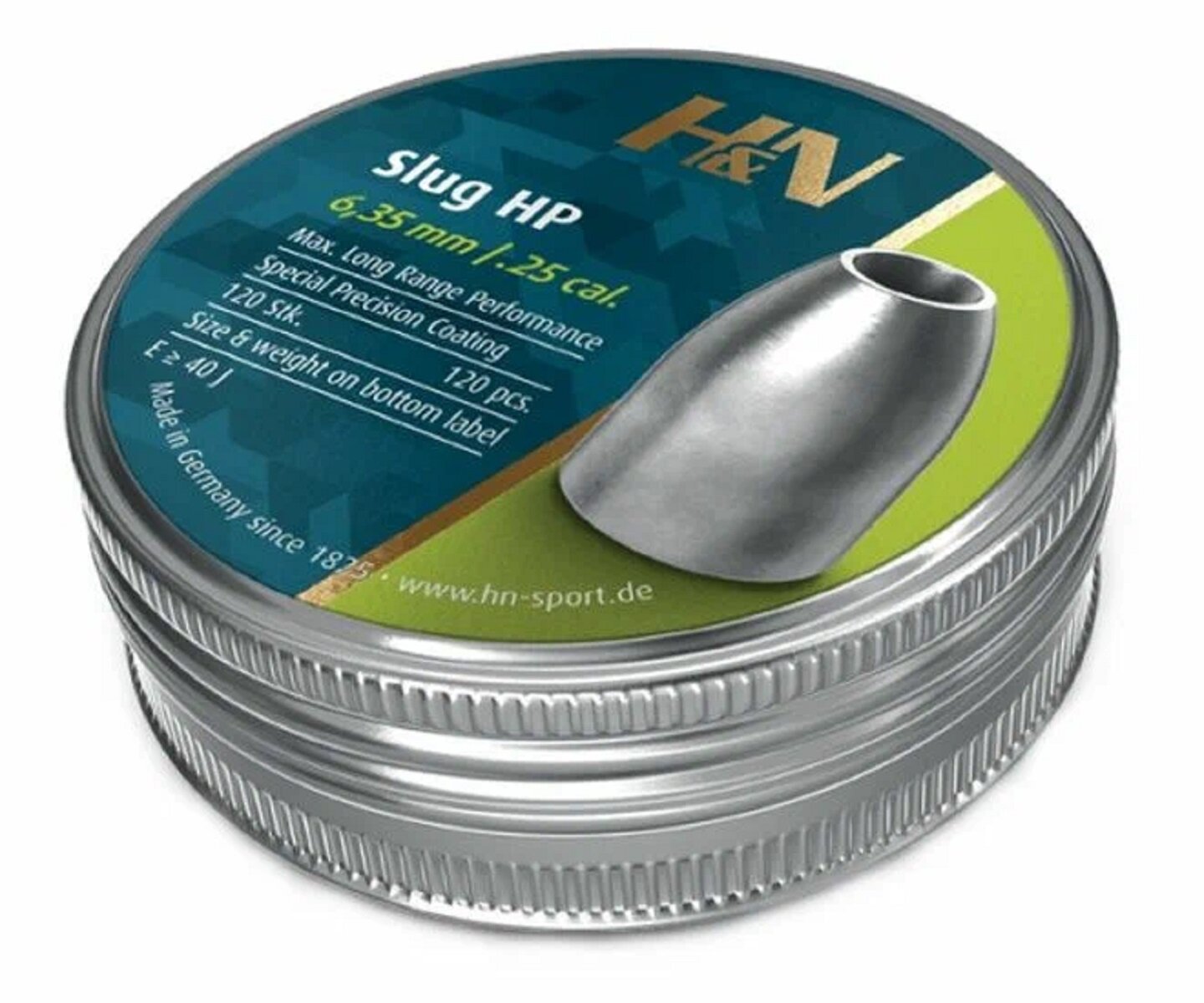 Пули полнотелые H&N Slug HP II 6,35 мм, 2,20 г (34 гран) 120 штук