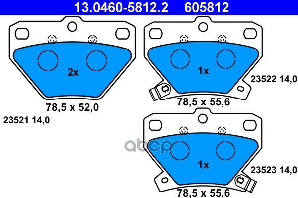 Колодки торм. зад. TOYOTA Yaris 1.0/1.3/1.4D/1.5 4/99-> Corolla 1.6/1.8/2.0D 1/02-> Celica 1.8 11/99-> Ate арт. 13-0460-5812-2