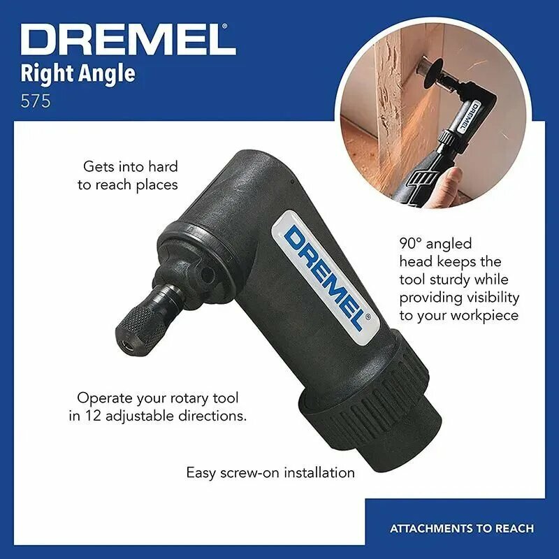 Dremel 575 Угловая насадка для вращающегося инструмента, ABS пластик, Черный