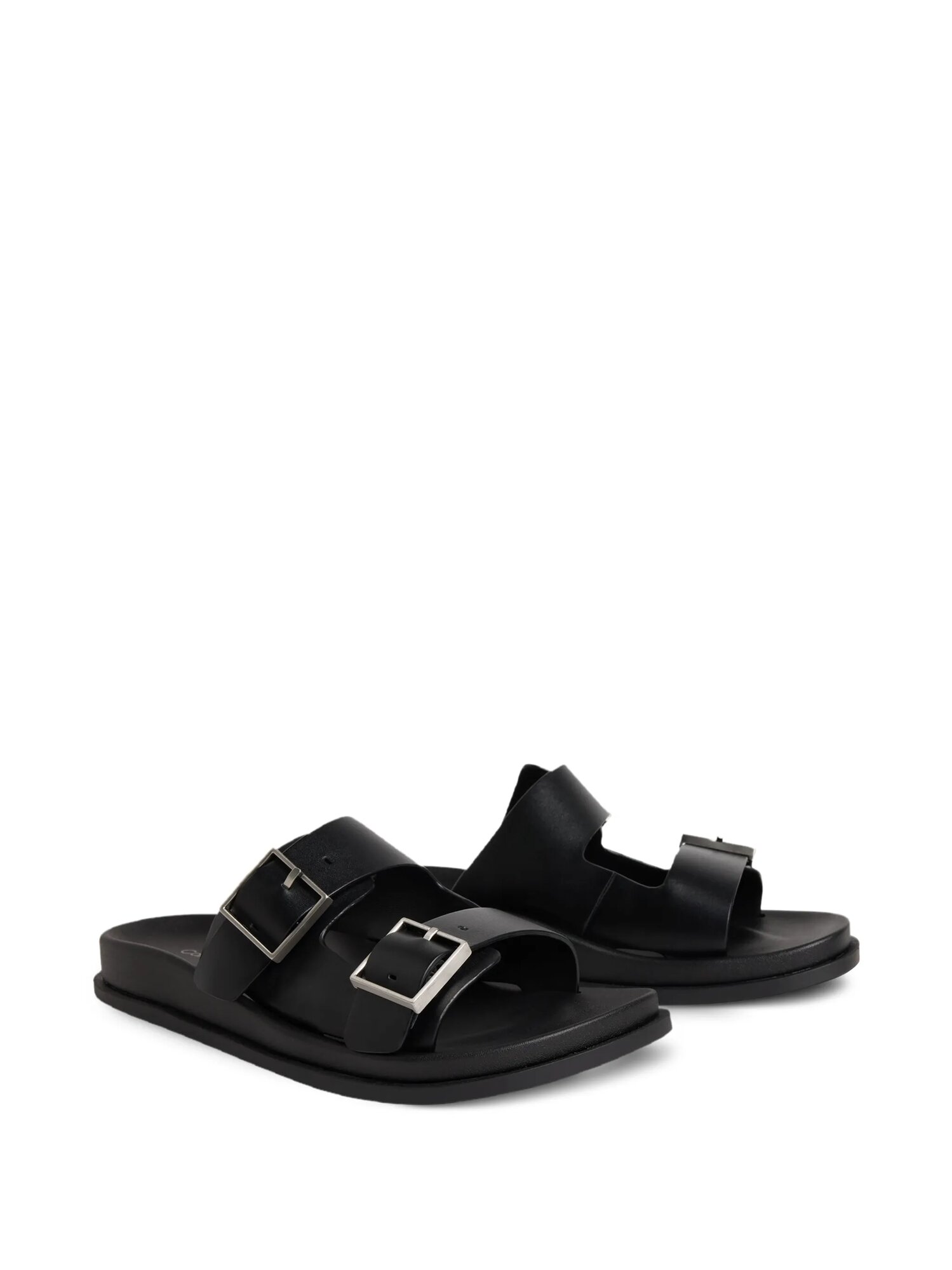 Шлёпанцы CALVIN KLEIN Buckle-fastening sliders, размер 39 EU, black/black — фото 1