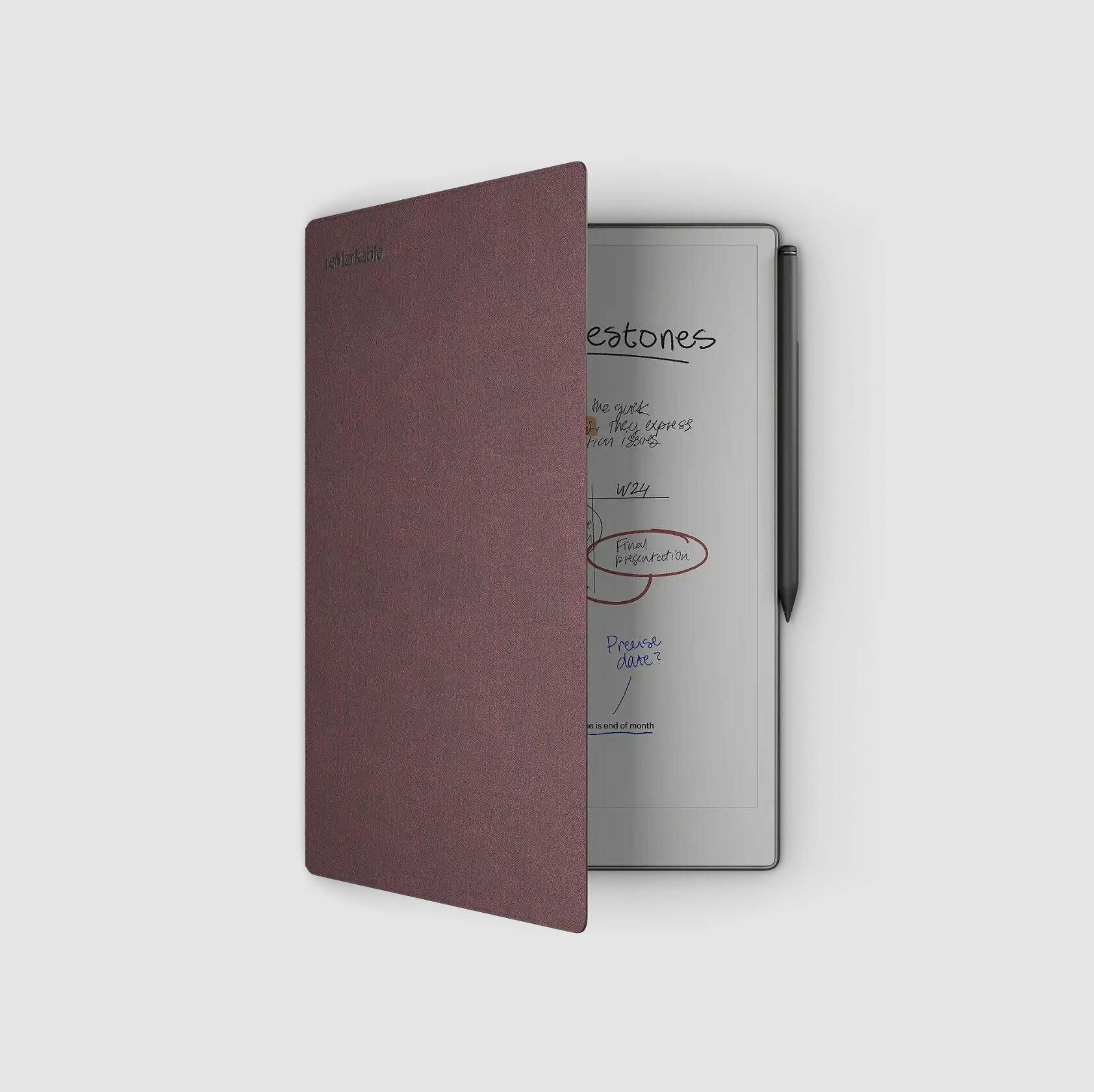 Чехол с мозаичным плетением reMarkable Book Folio Burgundy (RM07B) для цветного планшета с имитацией бумаги reMarkable Paper Pro (RM02A)