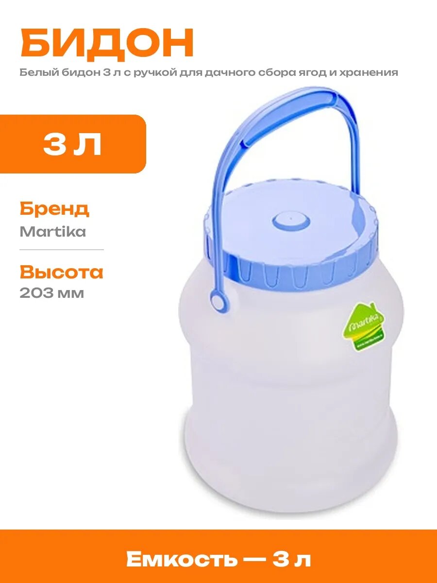 Пластиковая емкость 3 литра для переноски пищевых ягод