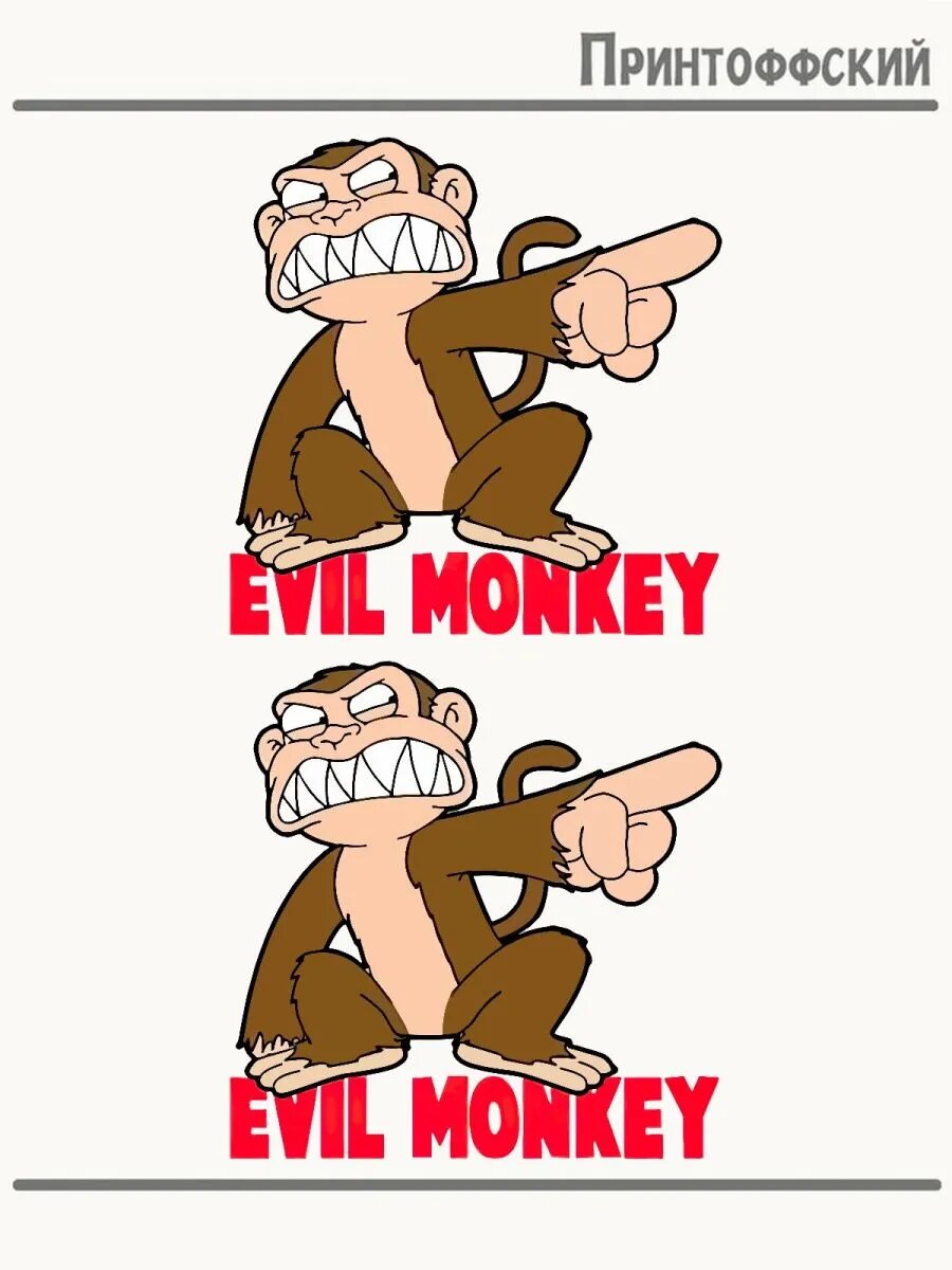 2-е (Две) Термонаклейки evil monkey злая обезьяна