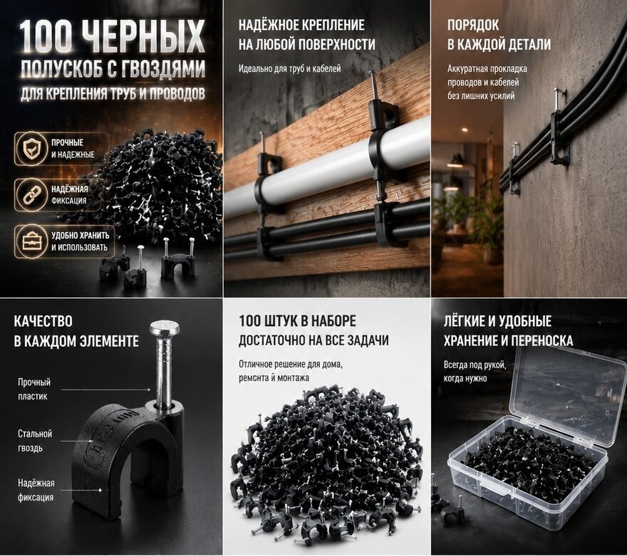 100 Штук Половинок Кlemпсов Для Фиксации Кабеля Размер 1 90X1 80X0 80Cm