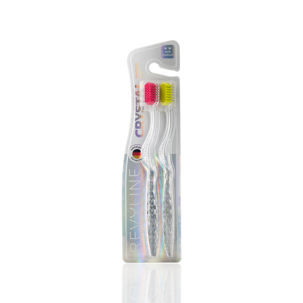 Revyline SM6500 Duo Crystal Зубная щётка, салатовая и розовая, средняя жесткость