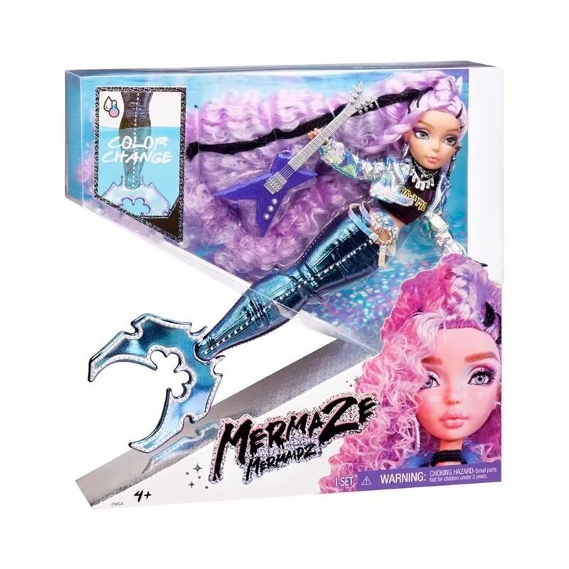 MGA Entertainment Mermaze Mermaidz Color Change / Стильная подвижная кукла-русалка, меняющая цвет, с детальными аксессуарами для детей от 5 лет и старше.