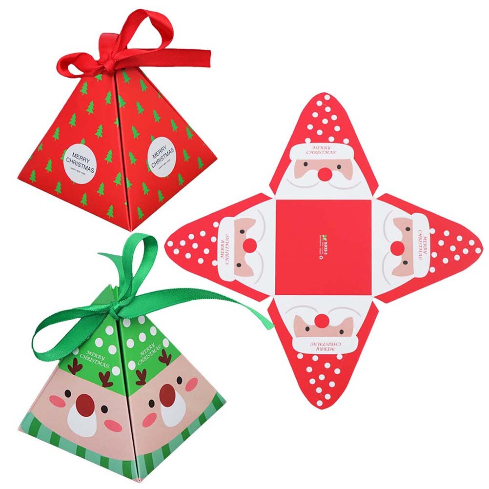 12 Штук Разноцветные Коробки Для Конфет Бумажные С Christmas Рисунком Для Праздничных Подарков 12pcs