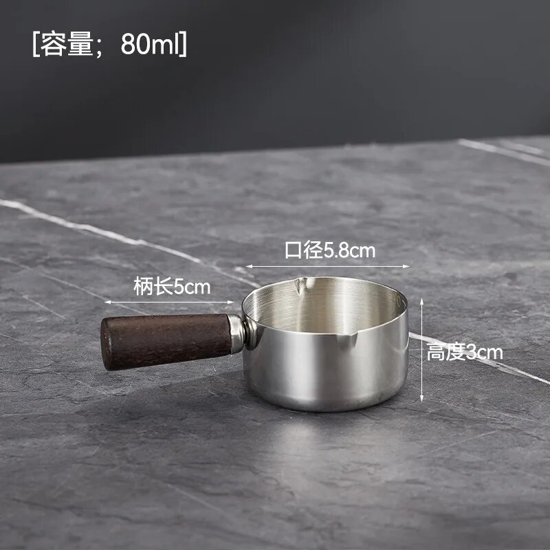 Соусник из нержавеющей стали с деревянной ручкой Silver-80ml