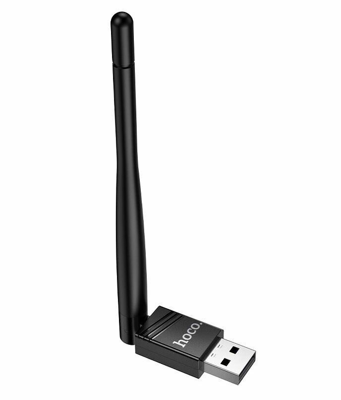 Адаптер HOCO HI37, WiFi 4 USB, ABS, 2.4 GHz / Bluetooth, чёрный