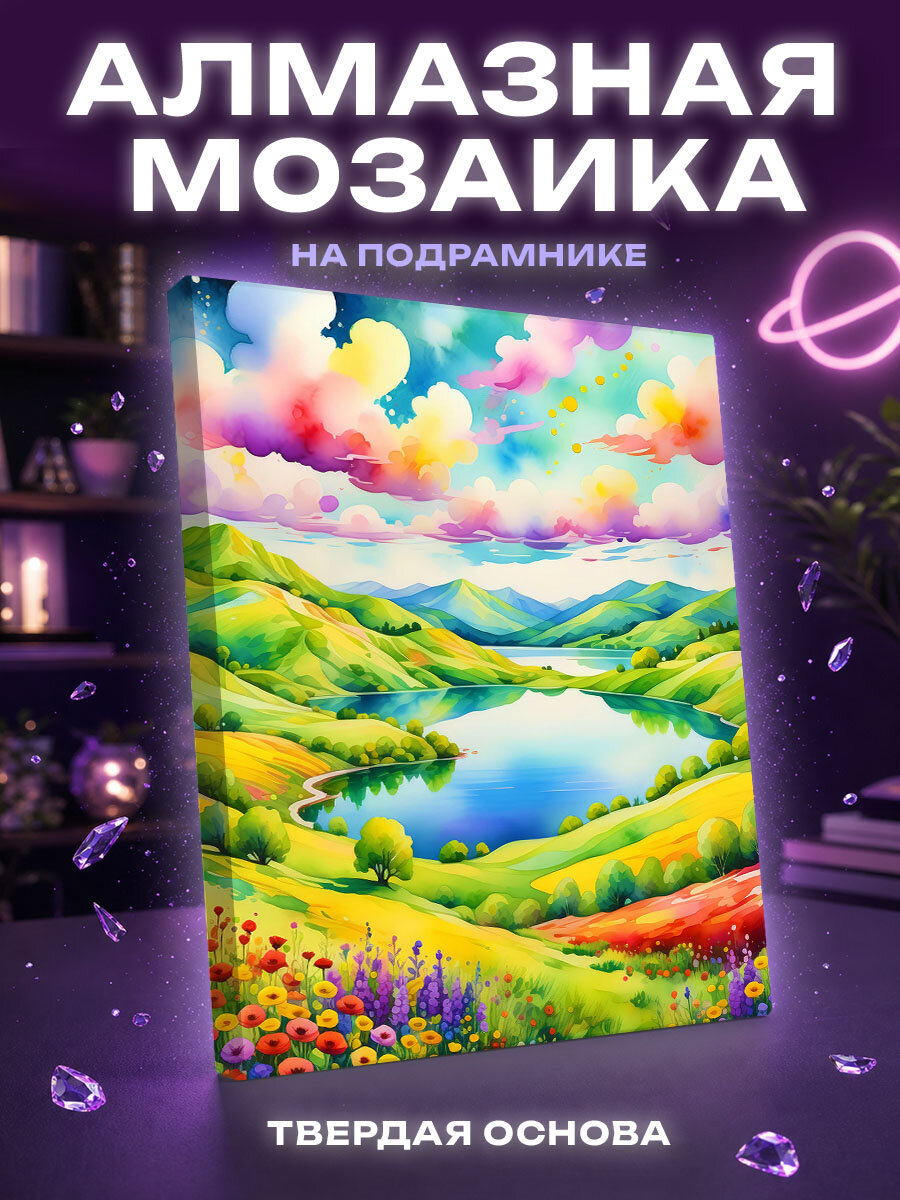 Алмазная мозаика Летний пейзаж с озером