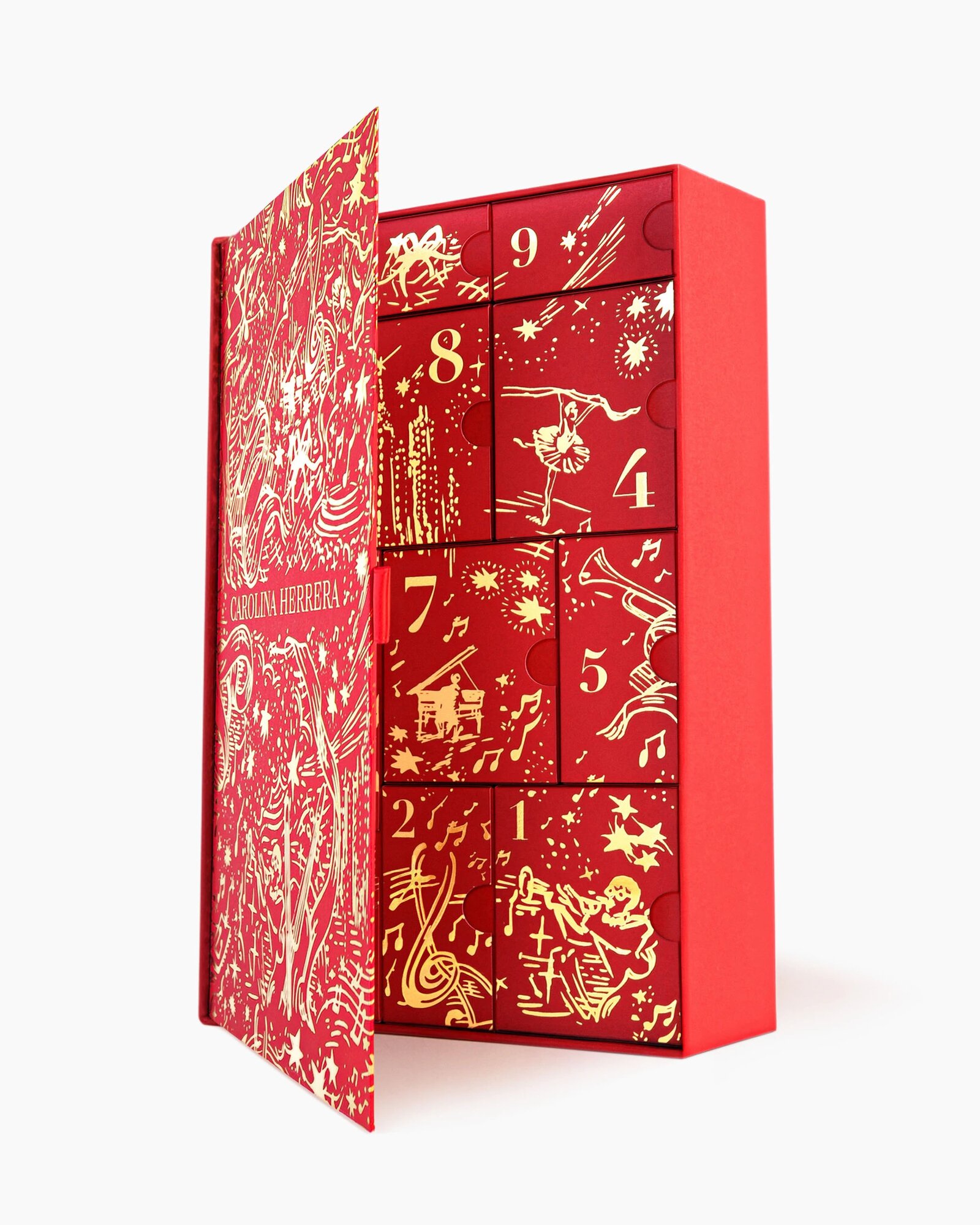 Carolina Herrera унисекс Advent Calendar парфюмерная вода 3 x 7 мл + туалетная вода 2 x 7 мл + парфюмерная вода 4 x 5 мл + туалетная вода 8 мл + помада 2 x 1 г