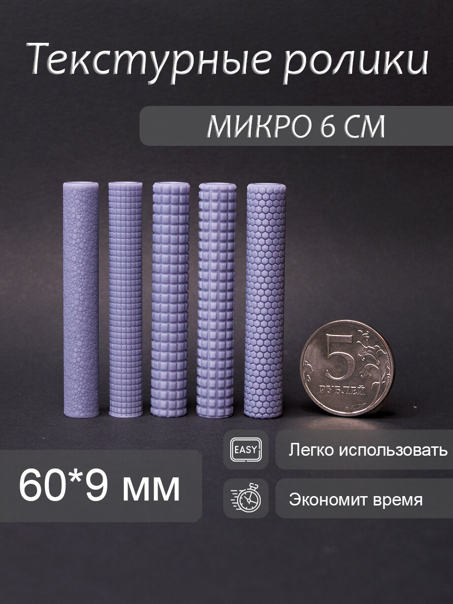Текстурный , узорчатый , фактурный , рельефный ролик для полимерной глины с узором , микротекстура , микро-ролики для террейна 6 см