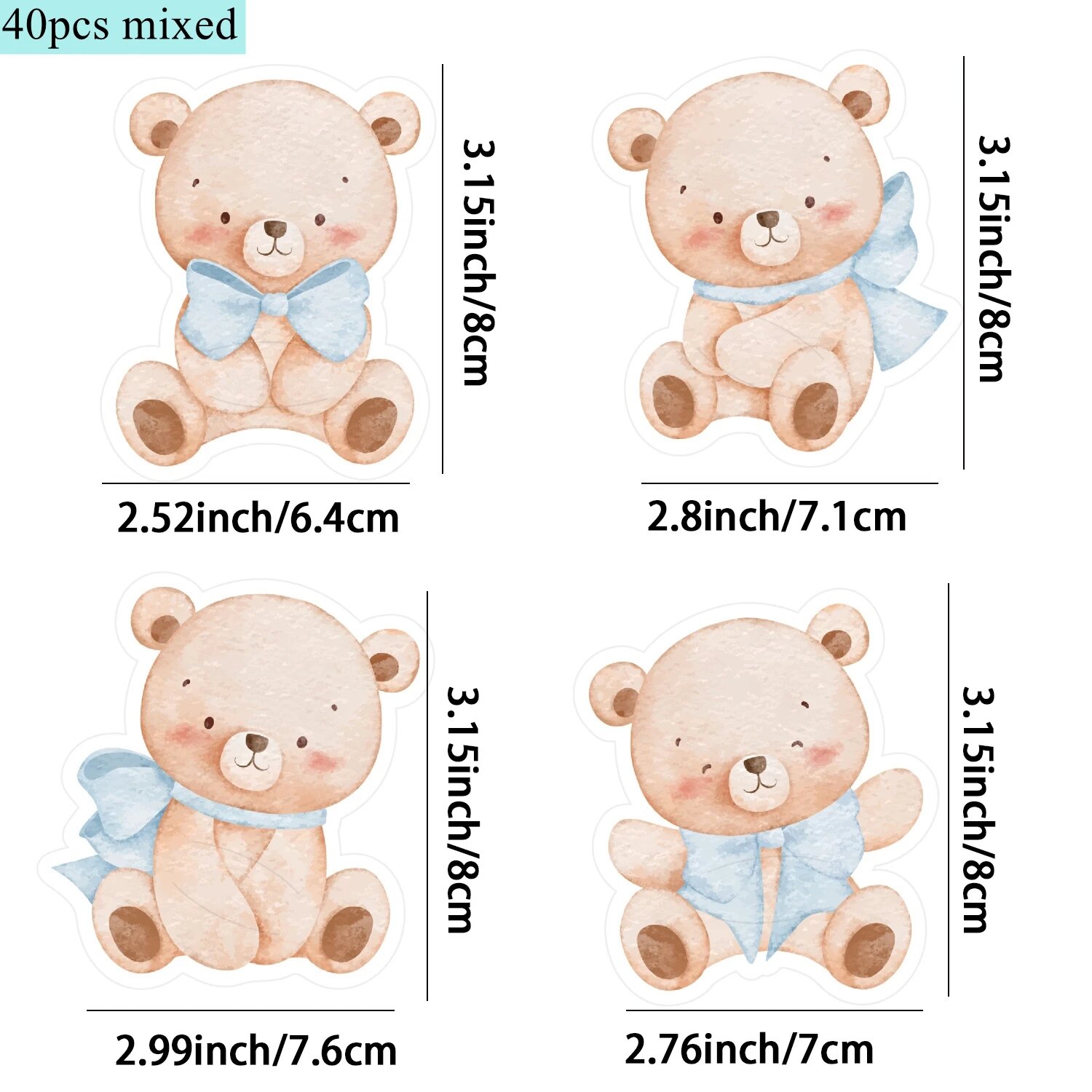 Карты для вечеринки с медведем Partism 40pcs-blue