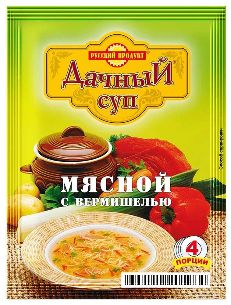 Упаковка из 25 пачек Суп РуссПрод Дачный Сезон Мясной с вермишелью пакет 60г