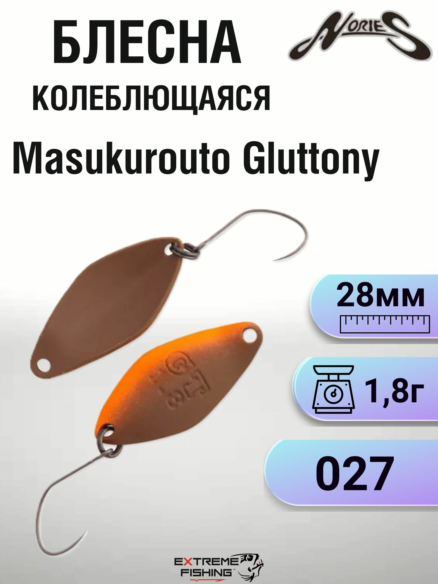 Блесна Nories Masukurouto Gluttony, 1.8г, 027
