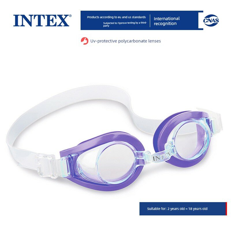 INTEX детские водонепроницаемые антизапотевающие плавательные очки с фиолетовой рамкой, возраст 2-18 лет для детей и