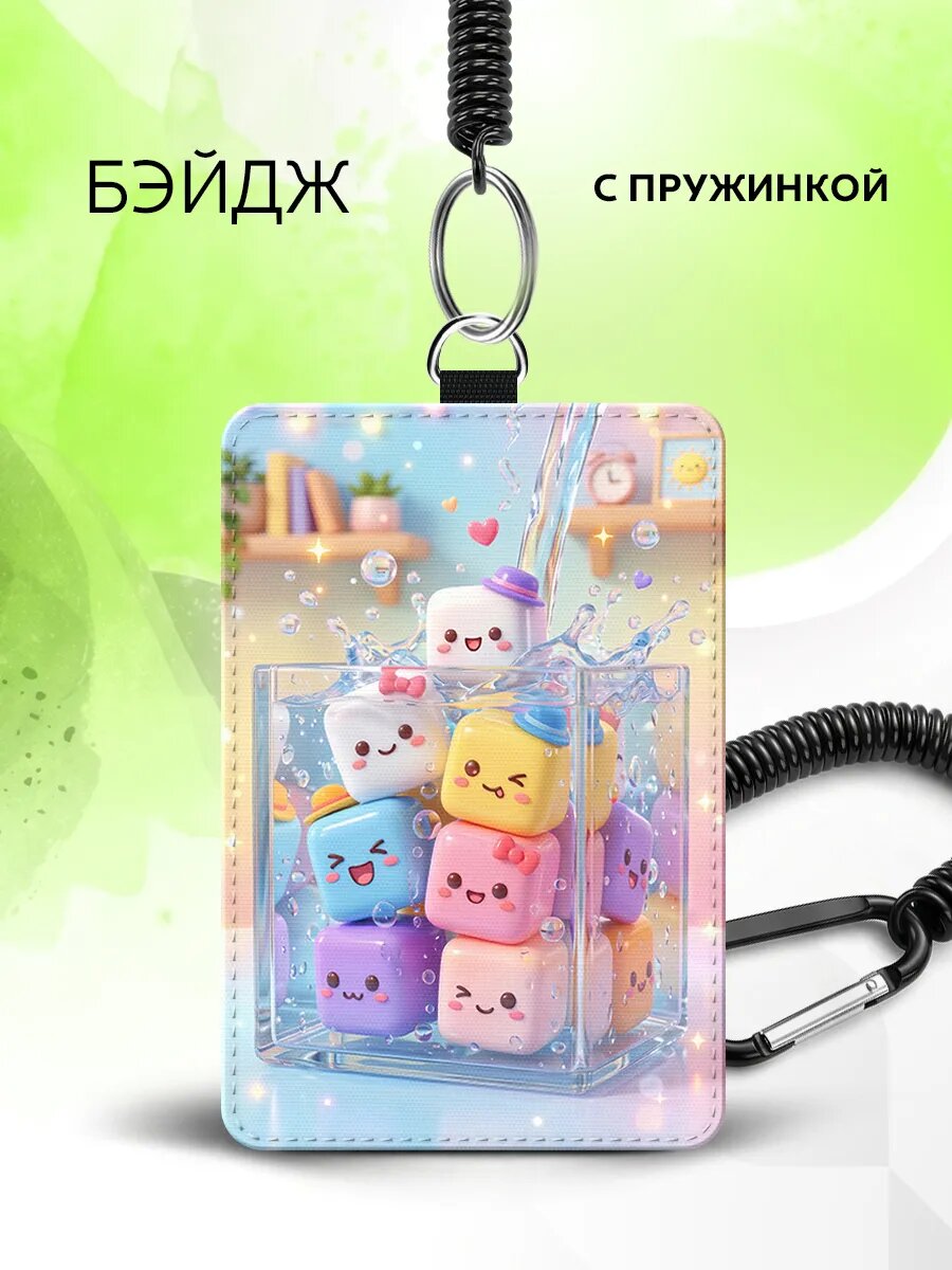 Бейдж на пропуск из эко-кожи с принтом