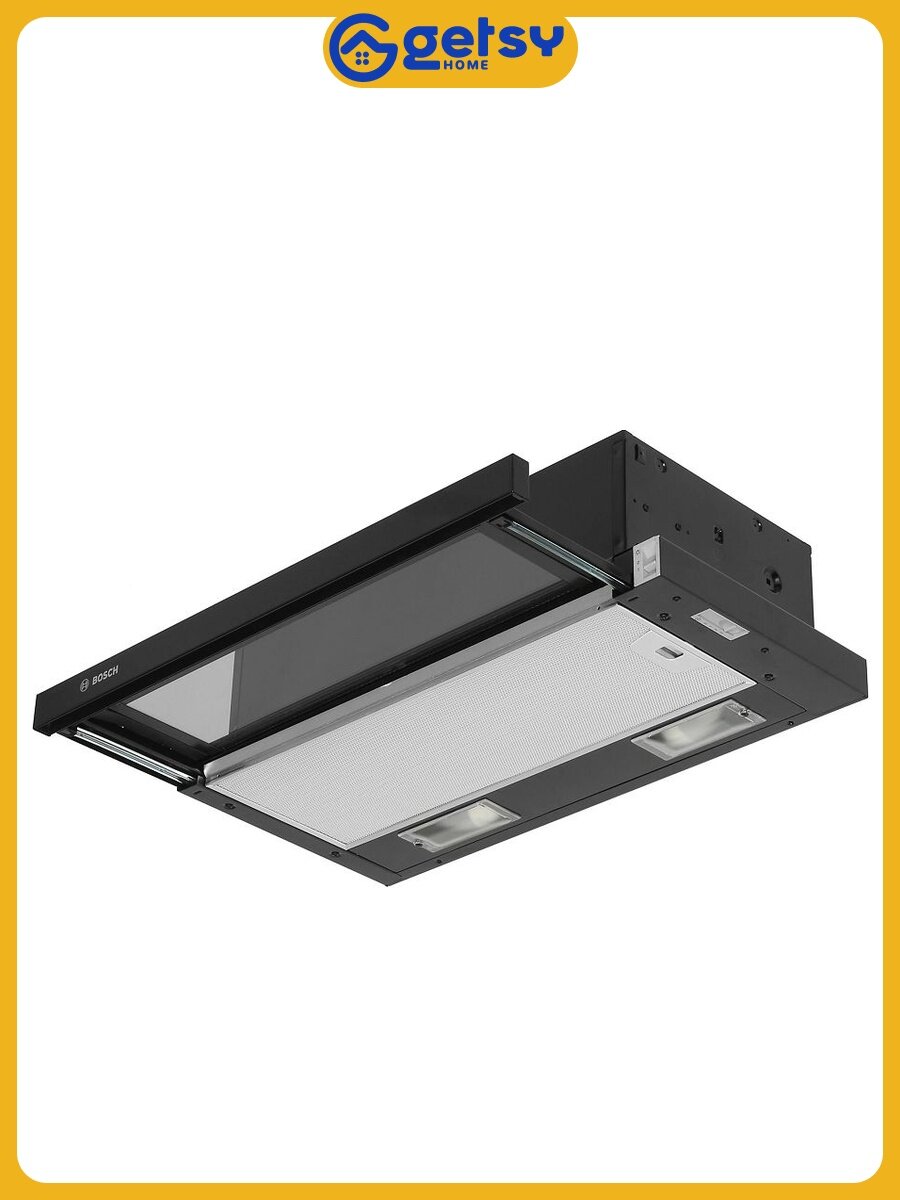 Вытяжка встраиваемая BOSCH DFT63CA60Q Serie 2, отвод, циркуляция, 125 Вт, механическое управление, светодиодное освещение, 62 дБ, чёрная