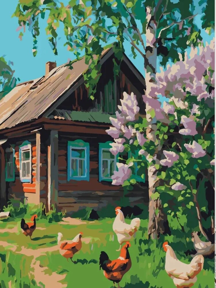 Картина по номерам Русская деревня Дом в деревне 40x50
