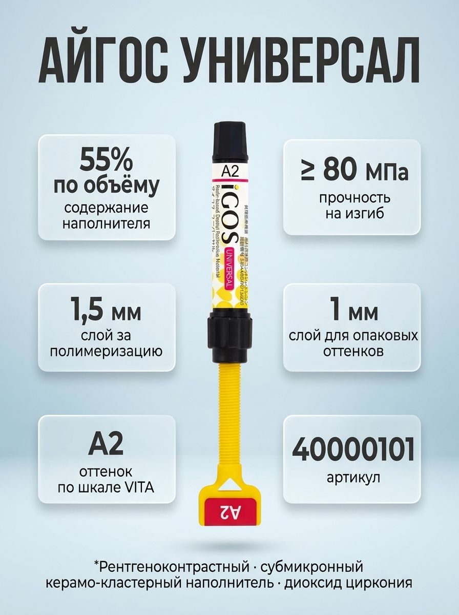 Айгос Универсал (iGOS Universal), A2, Материал стоматологический пломбировочный, 4г, 40000101, YAMAKIN
