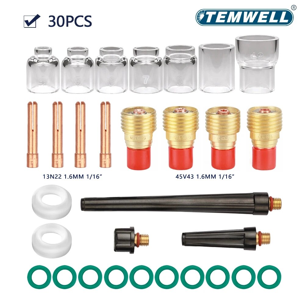 TEMWELL Аксессуары для сварочной горелки TIG WP-9/20/25 30 шт. 30PCS 1.6MM