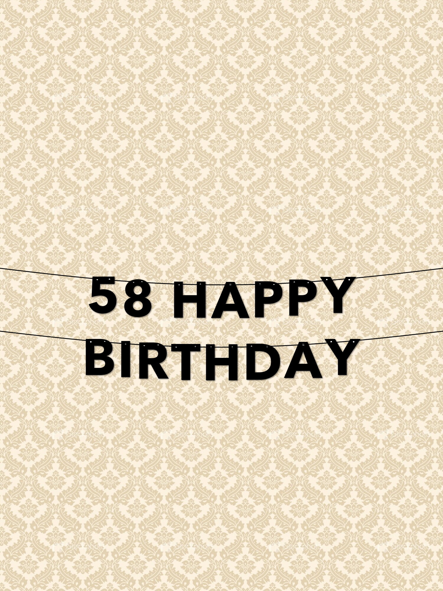 Гирлянда-растяжка '58 Happy Birthday' - Стильный и уютный декор для праздников, высота букв 10 см, толщина букв 1 мм, идеальна для создания атмосферы веселья!