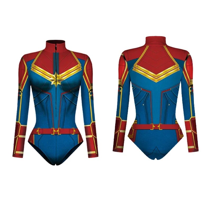 Женский Слитный Купальник-боди В Стиле Человека-паука, Костюм Супергероя Для Косплея, Вдохновленный Капитаном Марвел
