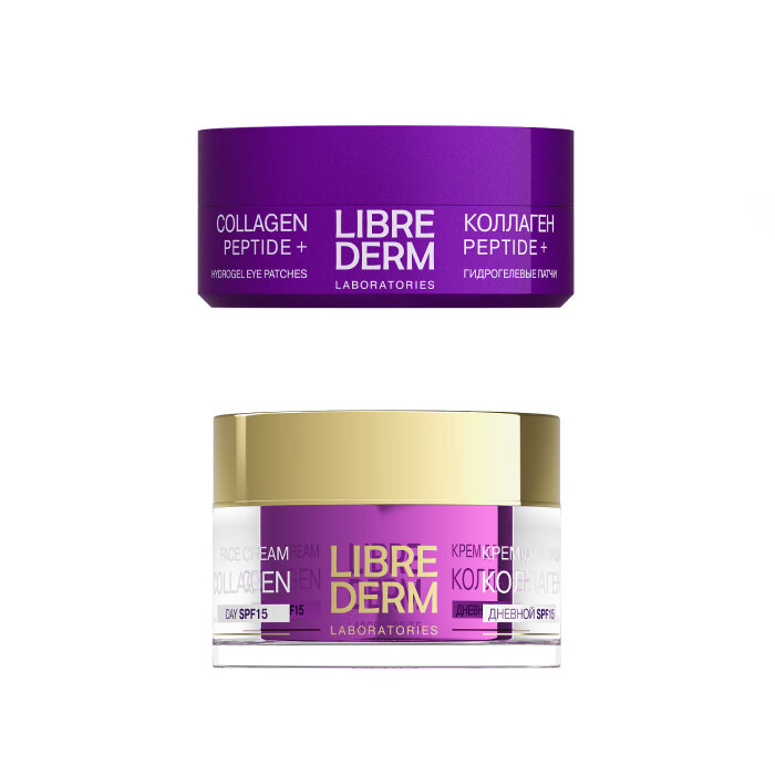 Набор Librederm Коллаген (Collagen): крем для лица дневной SPF15 + патчи для глаз