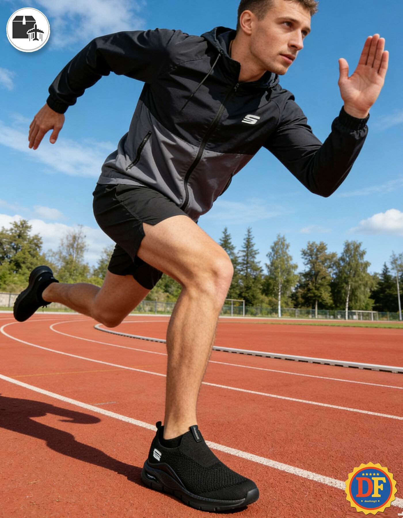 Мужские кроссовки для работы и спорта — легкие дышащие с технологией Flyknit，черное