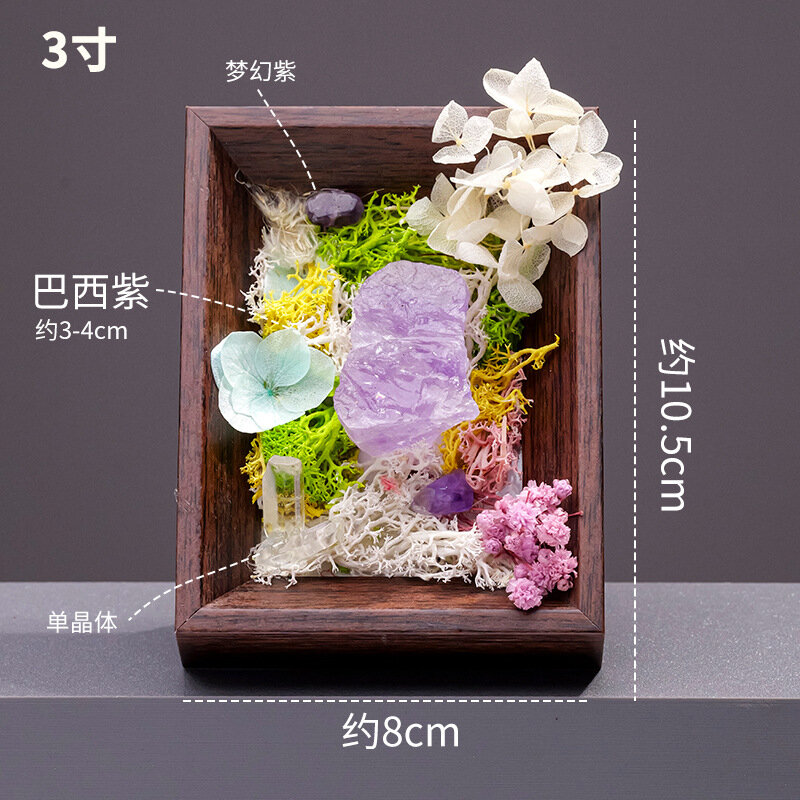 Натуральный кристалл, необработанный камень, фоторамка-украшение, минеральный аметист, окаменелость улитки, кристалл с вечным цветком, декоративное украшение для рабочего стола.