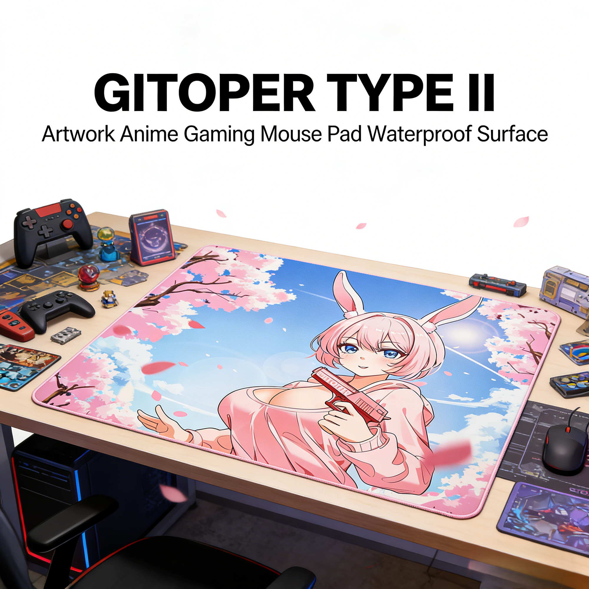 Игровой коврик для мыши GITOPER TYPE II Artwork Anime Gaming с водонепроницаемой поверхностью