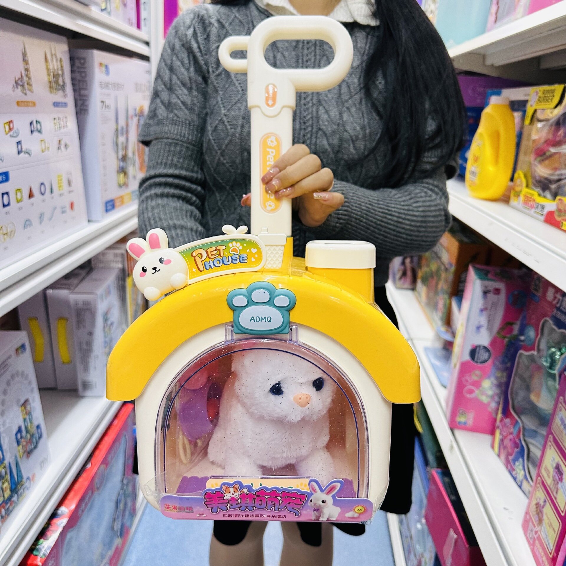 Супер милая игрушка для детей Super Shengmang: электрическая плюшевая собака, кролик, чемодан-тележка, маленький домик, игрушечный домик для питомца.