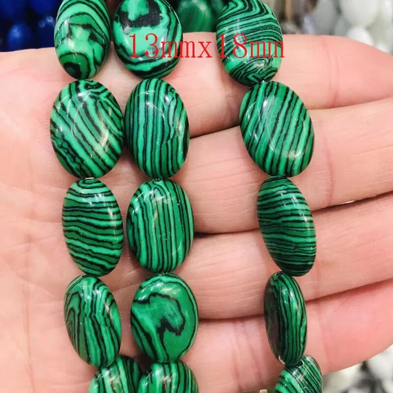 Бусины из малахита, изумрудные, 13mmx18mm, 5 шт.