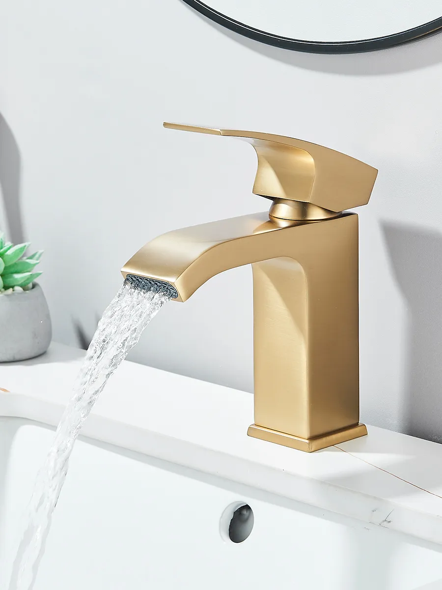 Смеситель для раковины MYqulity, нержавеющая сталь, Матовое золото