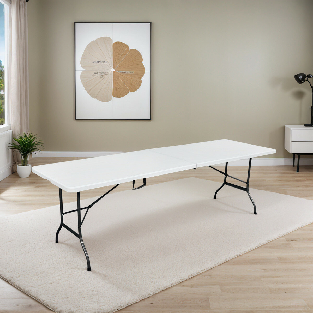 Стол складной 244 см, белый, высота 74 см, ширина 75 см