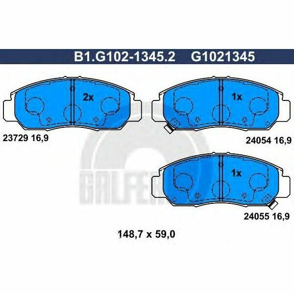 Колодки тормозные передние GALFER B1-G102-1345-2 Honda Civic, Fr-V, Stream 1.7-2.2 00->