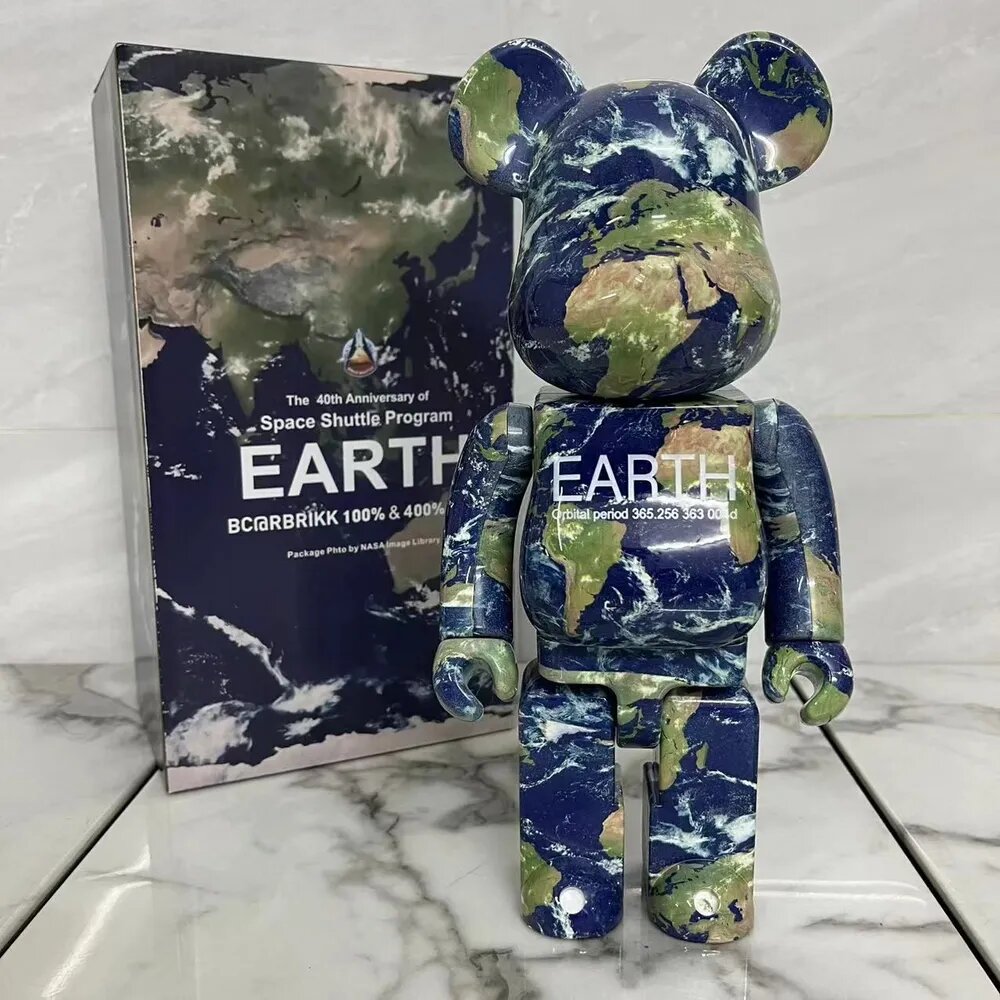 Фигурка декоративная Bearbrick "EARTH" 28 см, ABS пластик, Унисекс, Коллекционная, Зеленый