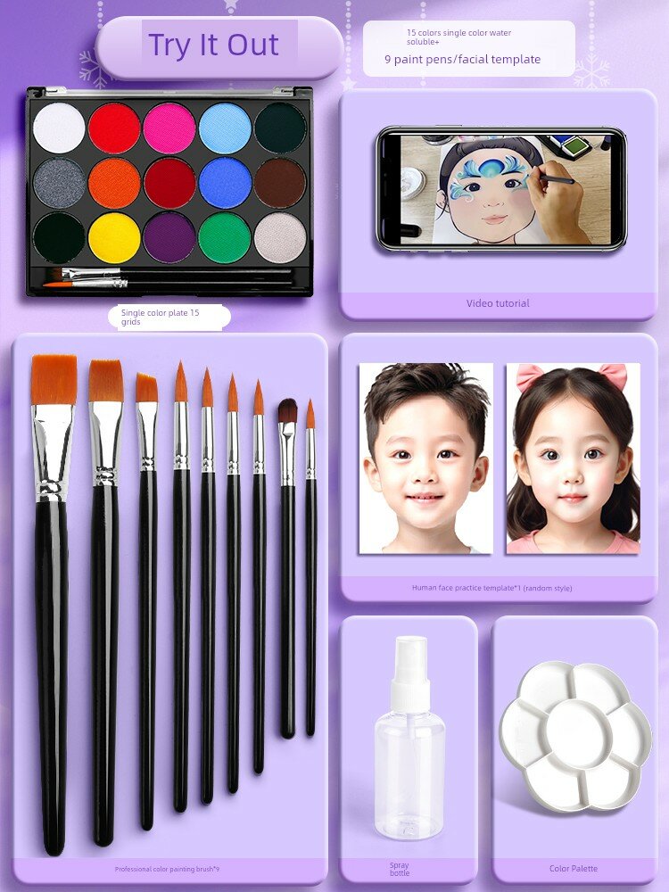 Нетоксичный набор для рисования на лице для детей, водорастворимая краска для тела, безопасная роспись на лице,