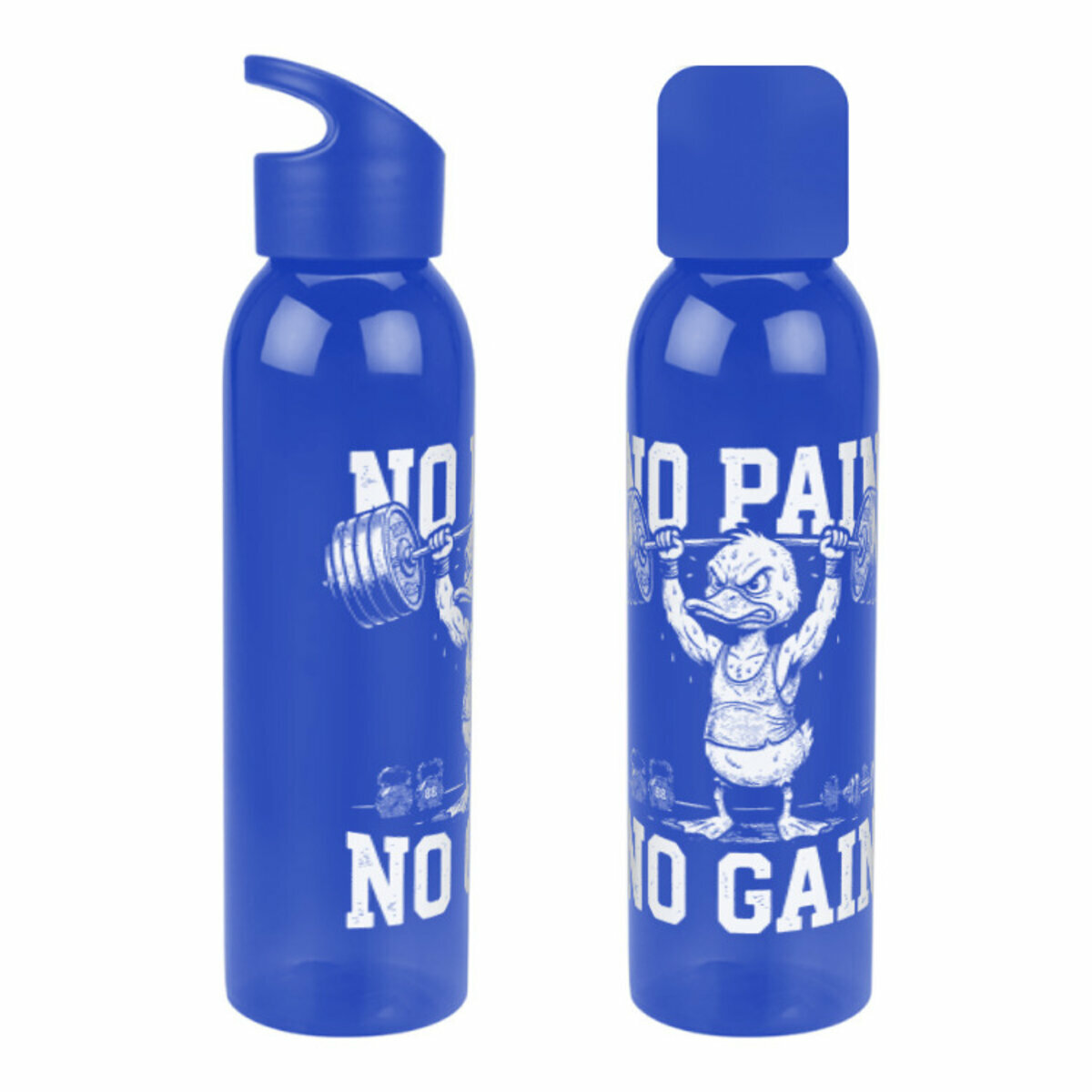 Бутылка для воды «no pain no gain качалка для зала качок жим лежа» (синий)