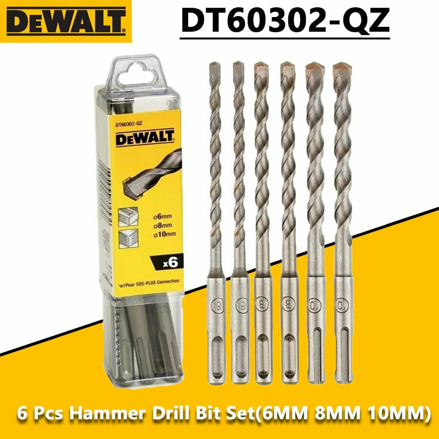 Набор сверл DEWALT DT60302-QZ, SDS-Plus, Ударные, 6-10 мм, 6 штук,