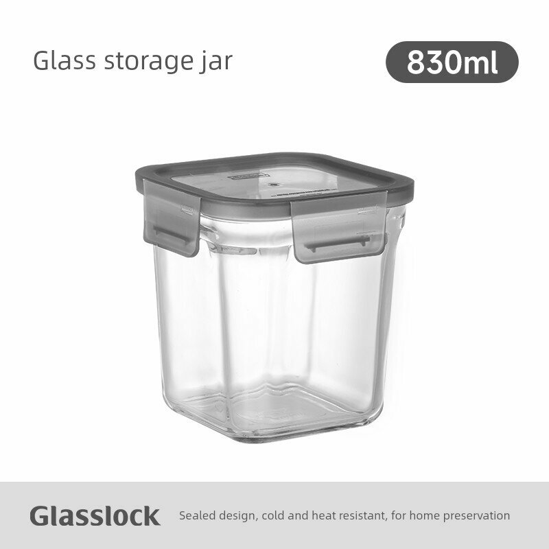 Glasslock квадратный герметичный стеклянный контейнер 830 мл для хранения еды на кухне в холодильнике