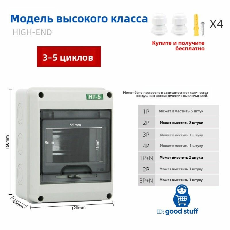 Уличный водонепроницаемый распределительный щит с дверцей, из огнестойкого пластика, степень защиты IP65. Изолирующий, термостойкий, много размеров.5 модулей