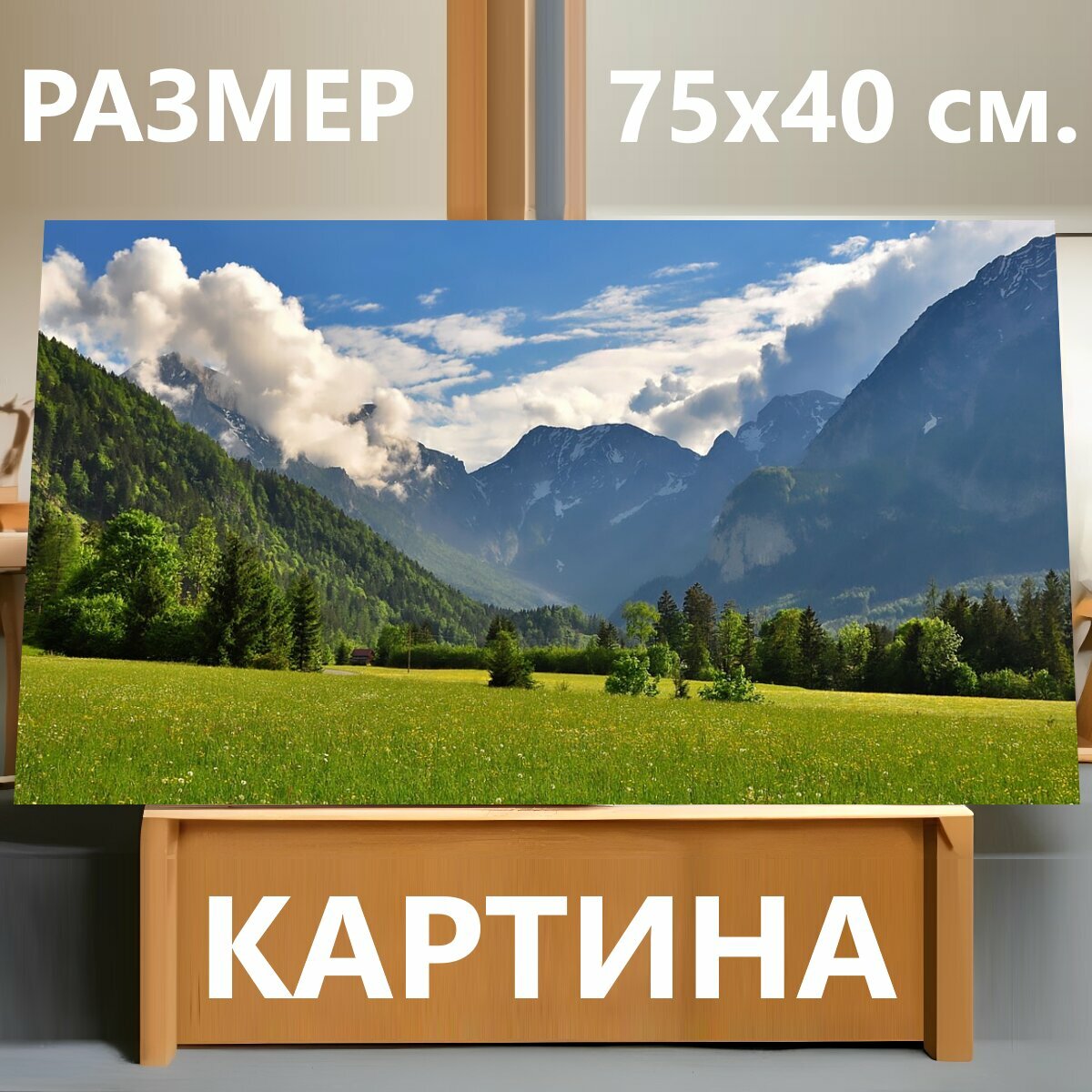 Картина на холсте "Природа, пейзаж, настроение погоды" на подрамнике 75х40 см. для интерьера