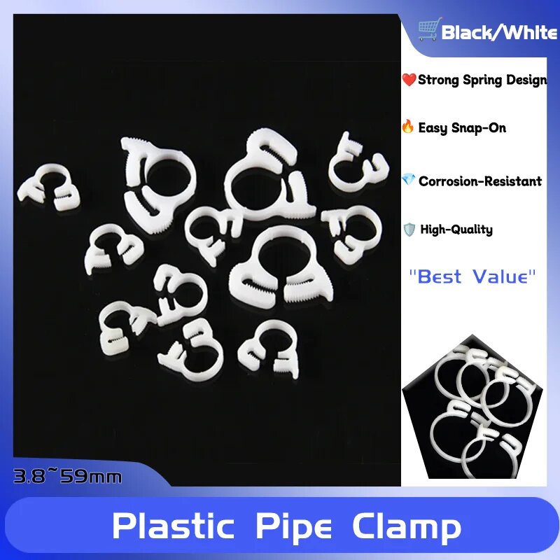 Пластиковые хомуты для шлангов 3.8-4.3mm (White), 10 шт.
